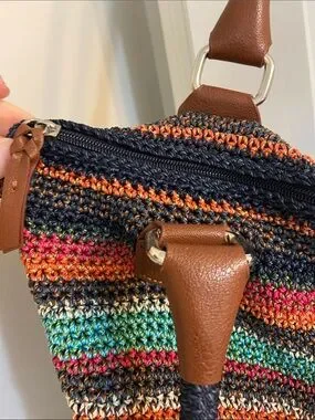 The Sak | Bags | The Sak Striped Boho Crochet Tote In Blue Multicolor ...